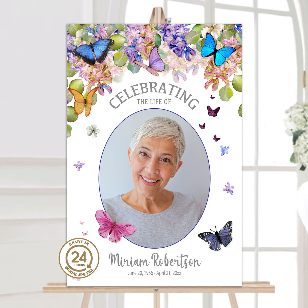Funeral Memorial Photo Poster Board Butterflies Butterflies Celebrate ...