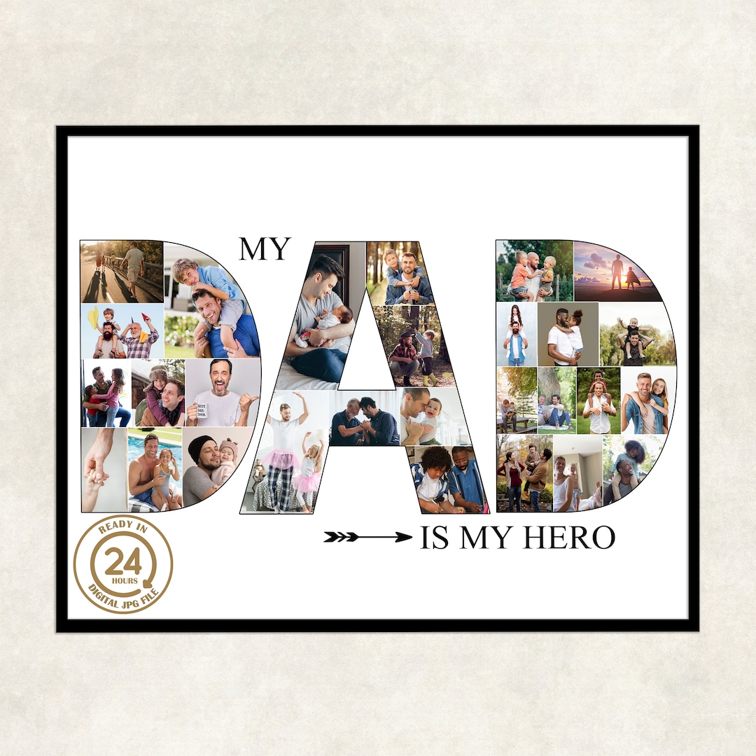 Personalised Dad Father Photo Collage Gift Dad My Hero Photo Collage ...