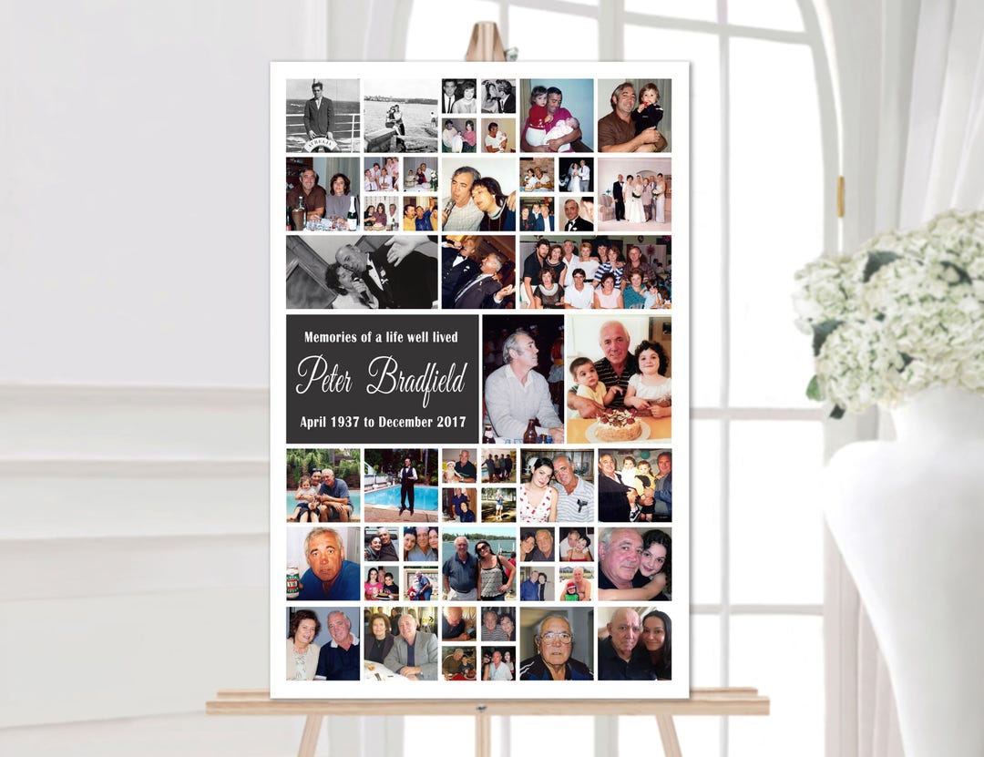Memorial Collage, Funeral Photo Collage, Funeral Memory Board, Funeral ...