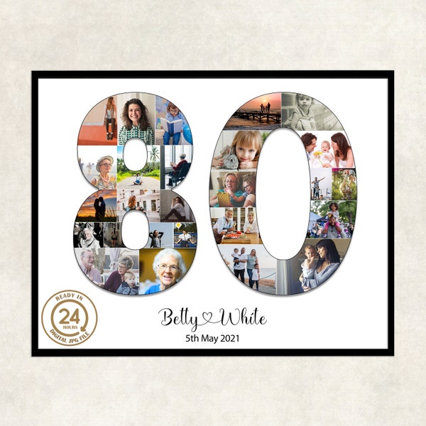 80th Birthday Photo Collage - Etsy
