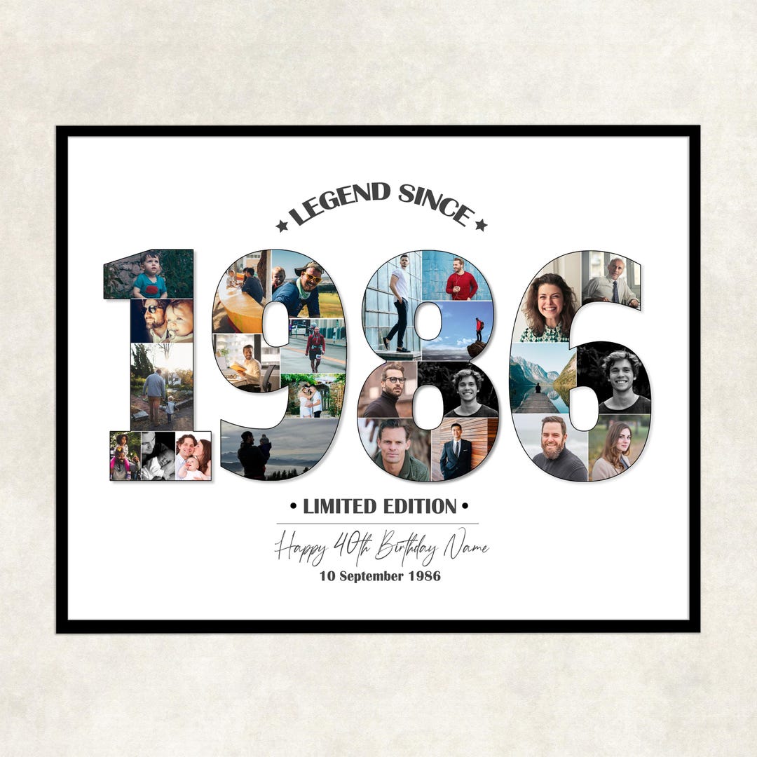 40th Birthday Gift Idea Photo Collage: Legend Since 1986 - Etsy