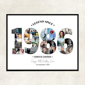 40th Birthday Gift Idea Photo Collage: Legend Since 1986 - Etsy
