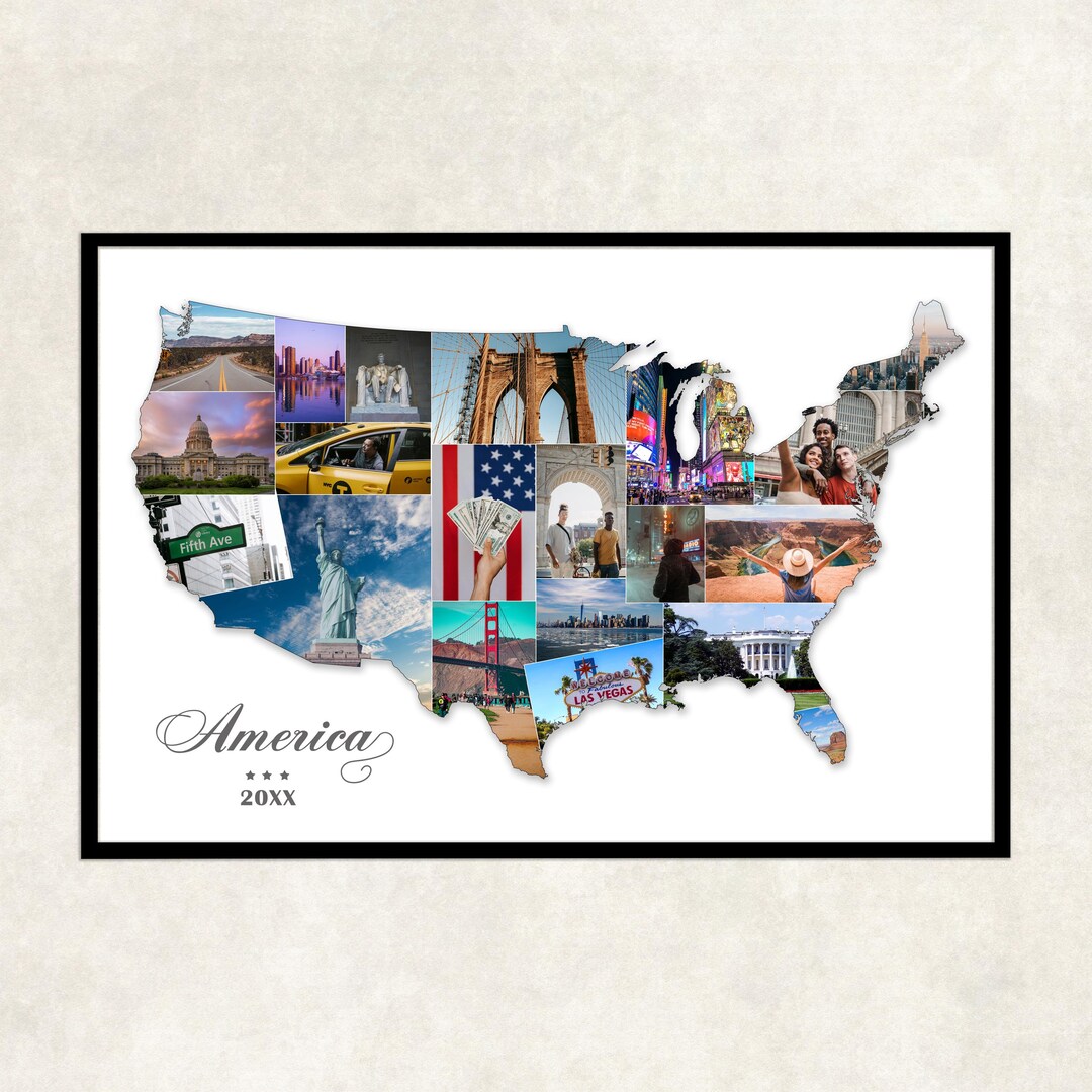 USA Map Photo Collage: America Travel Poster - Etsy