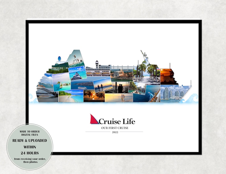 Cruise Ship Photo Collage, Cruise Collage Photo Gift, Cruise Ship Shape ...