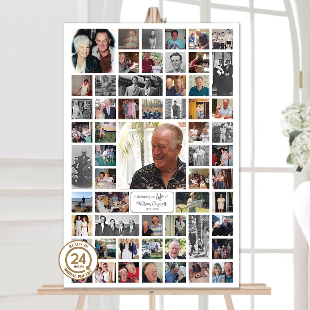 Memorial Collage, Funeral Memory Board, Funeral Collage, Funeral Photo ...
