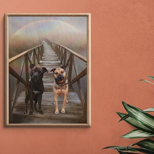 2 Dog Rainbow Bridge Gift, 2 Dogs Lovers Loss, 2 Dogs on Over the ...