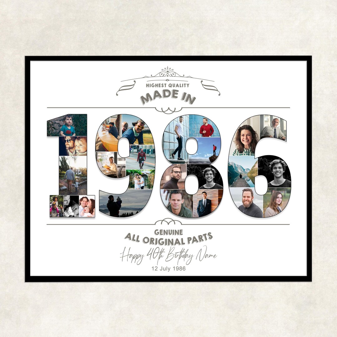 40th Birthday Gift Photo Collage: Made in 1986 - Etsy