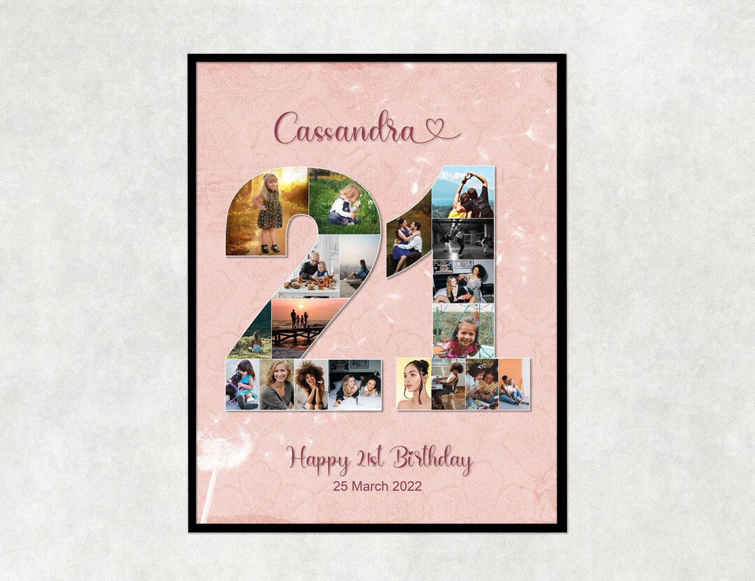 21st Birthday Personalised Photo Collage for Her, Custom 21st Birthday ...
