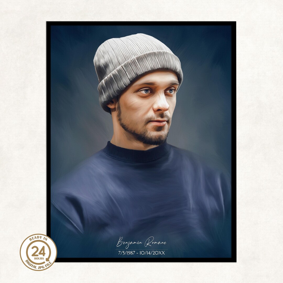 Portrait Painting From Photo for Funeral, Loved One Portrait, Digital ...