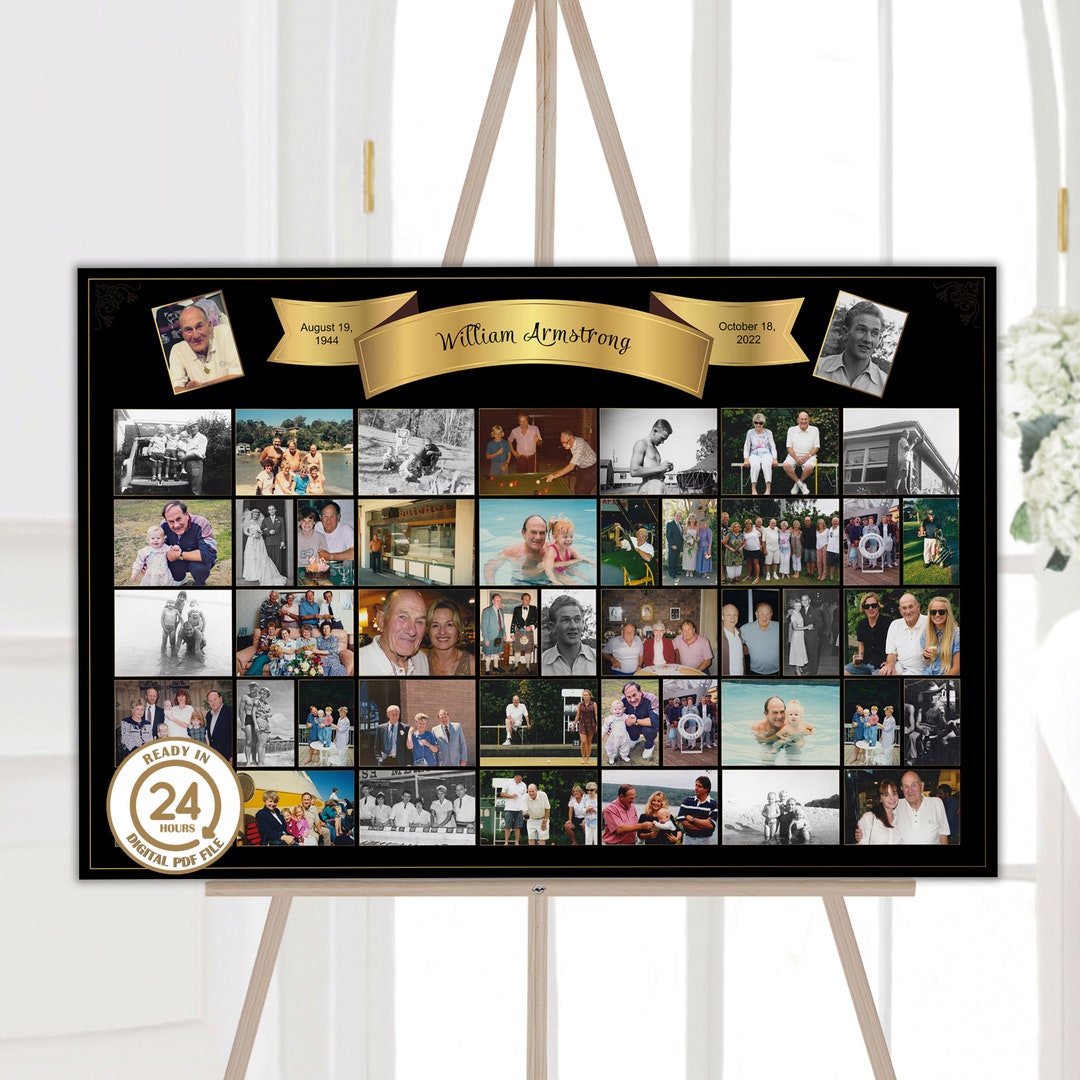 Memorial Photo Collage Memorial Display Memorial Memory Poster Black ...