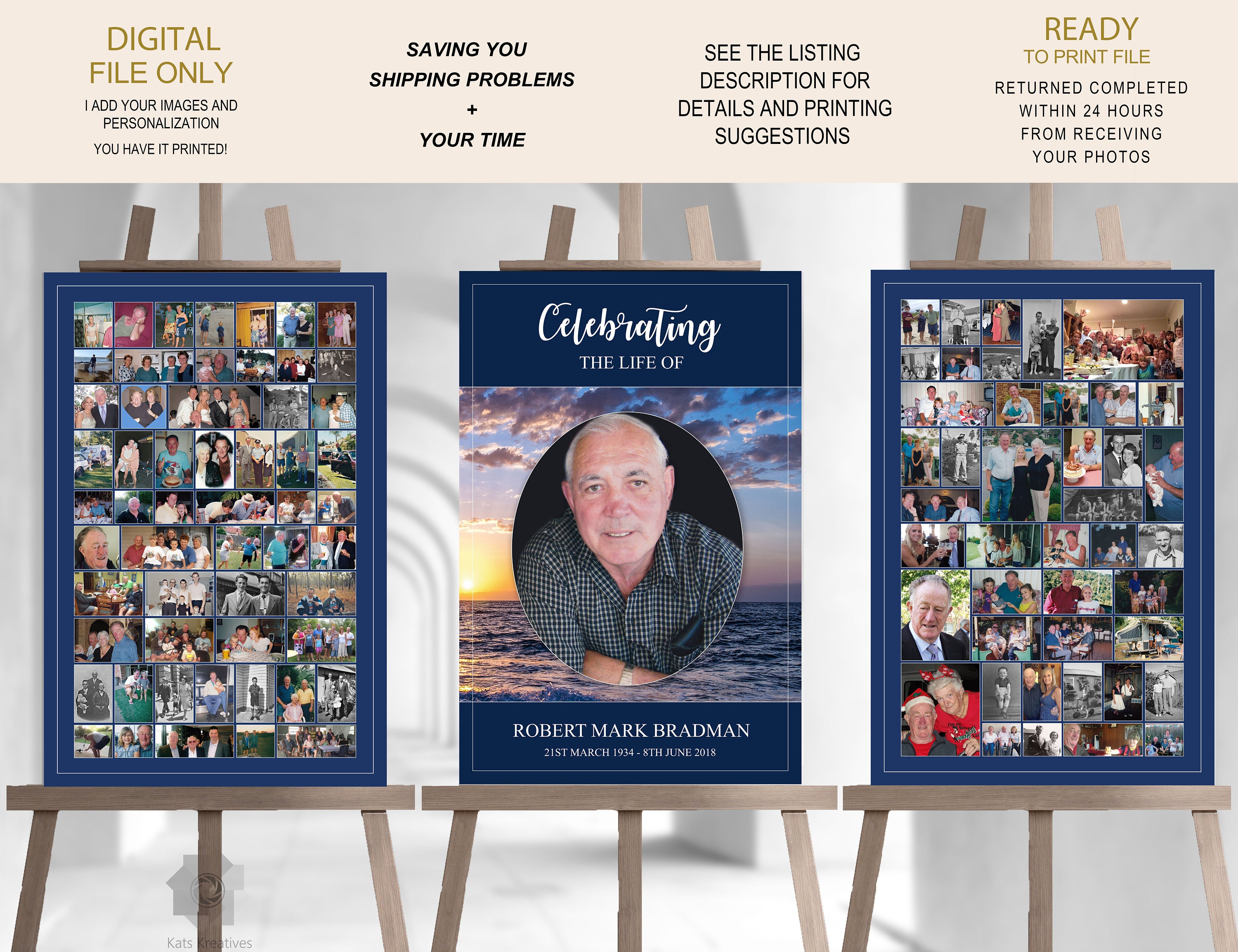 Funeral Poster, Memory Board, Photo Board for Funeral Sunset, Funeral ...