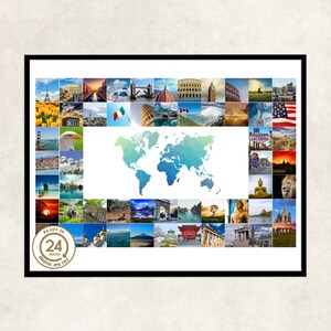 World Map Travel Vacation Photo Collage, World Travel Photo Collage ...