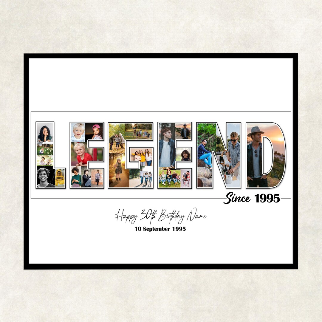 Legend Since 1995 Photo Collage Party Banner, 30th Birthday Gift for ...
