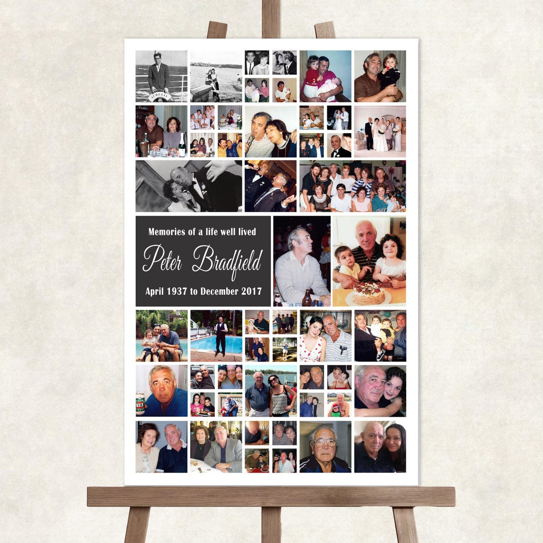Memorial Collage, Funeral Photo Collage, Funeral Memory Board, Funeral ...