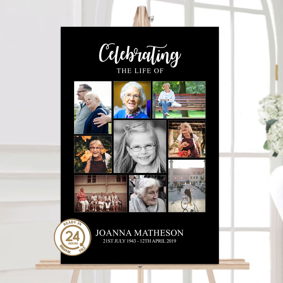 Funeral Celebrate the Life Photo Collage, Memorial Photo Board, Funeral ...