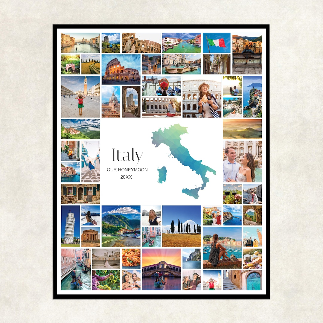Italy Map Photo Collage, Italy Travel, Italy Vacation Picture Frame ...