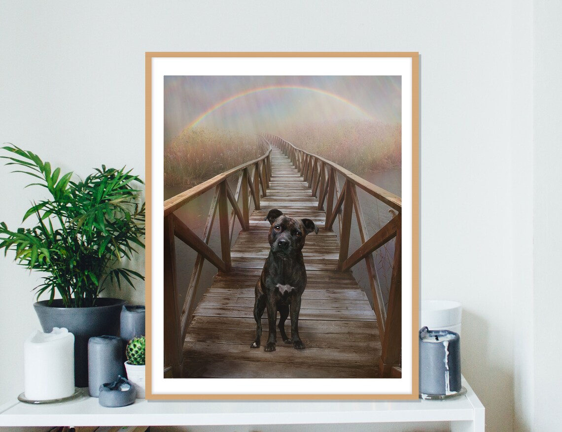 Dog Passed Over the Rainbow Bridge, Dog Lovers Loss, Memorial Gift Dog ...