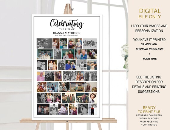 Funeral Memorial Photo Collage Funeral Display Funeral | Etsy