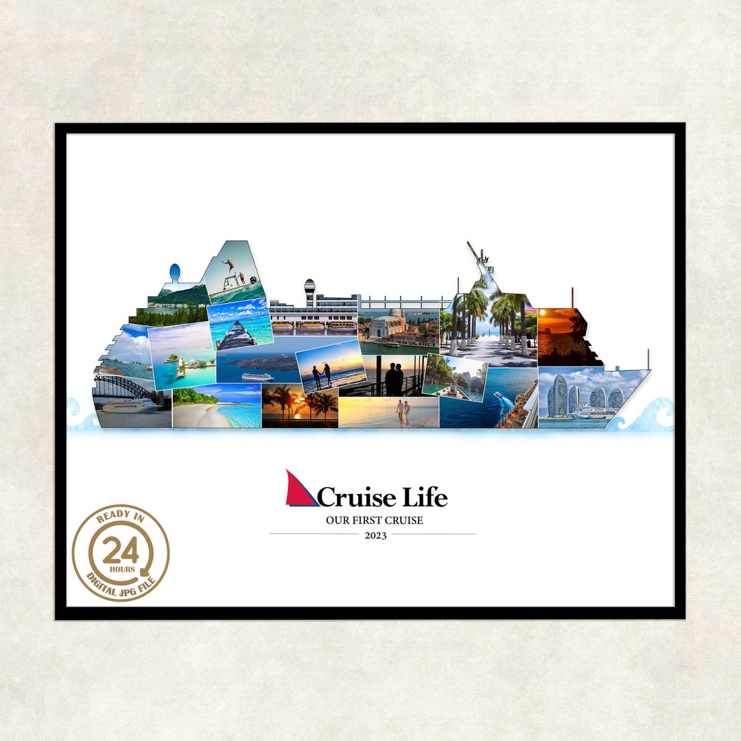 Cruise Ship Photo Collage, Cruise Collage Photo Gift, Cruise Ship Shape ...
