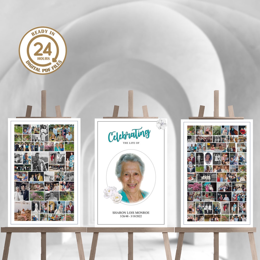 Funeral Memory Boards X3 Funeral Collages Funeral Photo Collage Boards ...