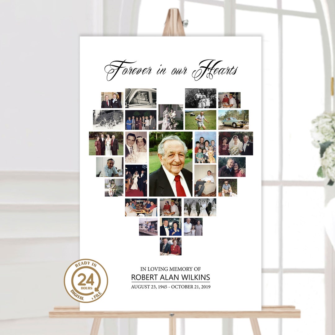 Funeral Memory Board Heart Collage, Memorial Collage, Funeral Board ...