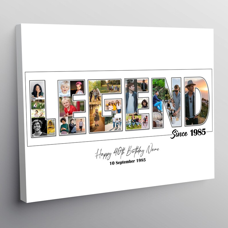 Legend Since 1985 Photo Collage Party Banner, 40th Birthday Gift for ...