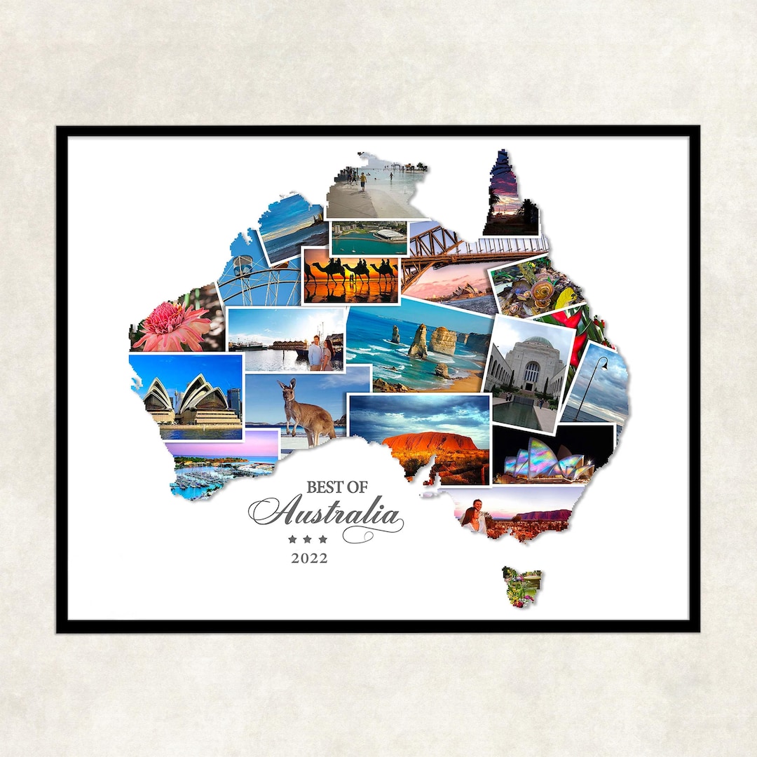 Australia Map Travel Photo Collage, Australia Travel Photos Gift ...