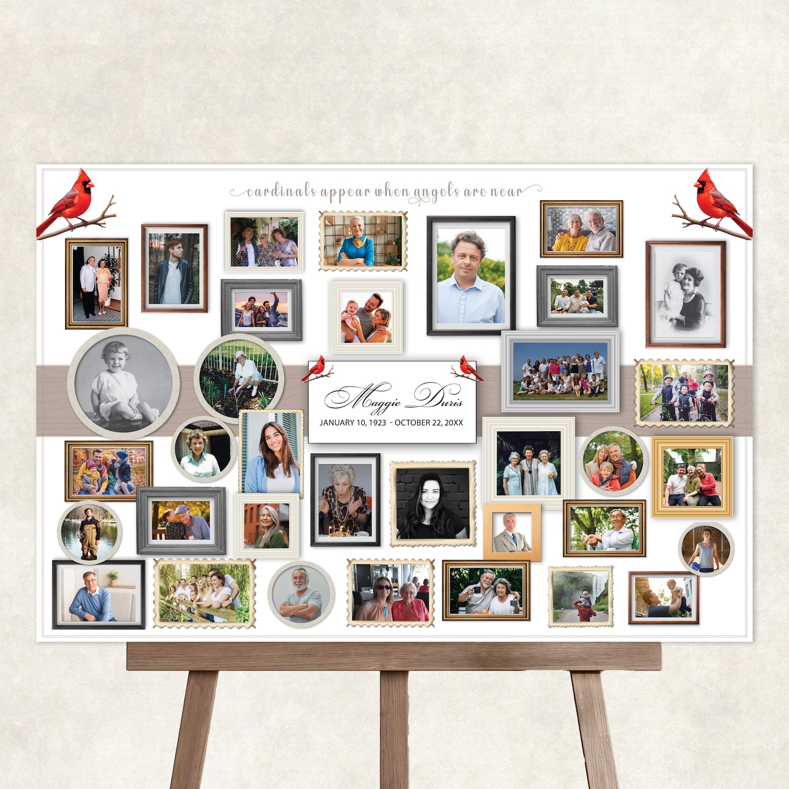 Cardinal Memorial Photo Collage Board: Funeral Memory Display (PDF File ...