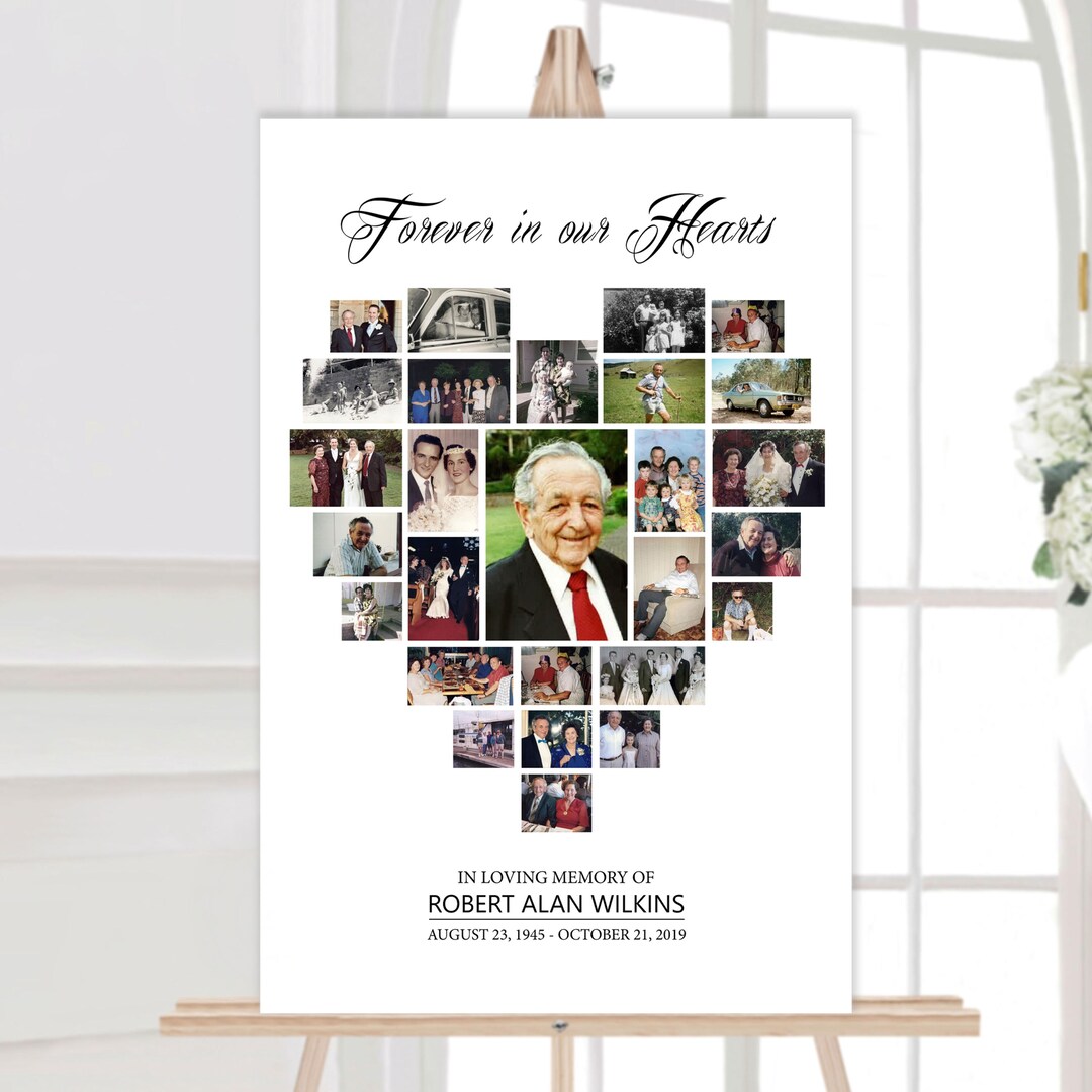 Funeral Memory Board Heart Collage, Memorial Collage, Funeral Board ...