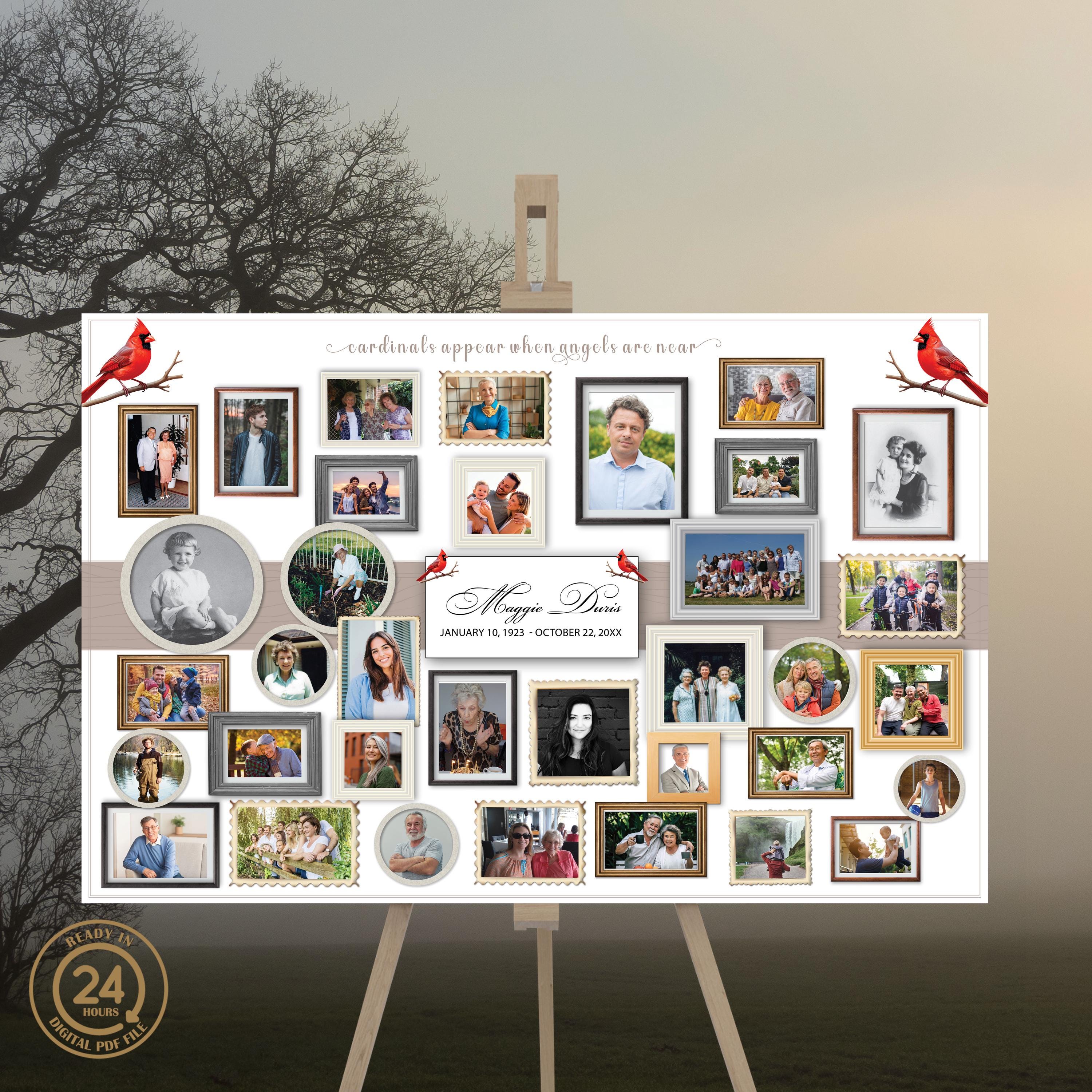 Cardinal Memorial Photo Collage Board: Funeral Memory Display (PDF File ...