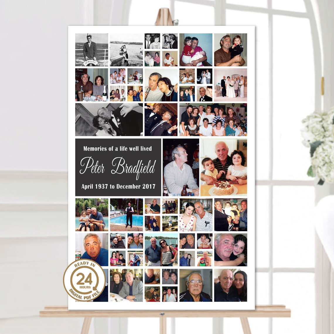 Memorial Collage, Funeral Photo Collage, Funeral Memory Board, Funeral ...