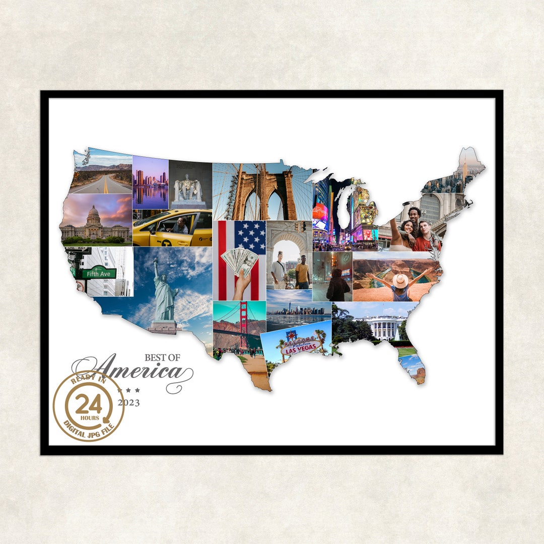 USA Map Travel Photo Collage Christmas Gift | America Holiday Photo ...