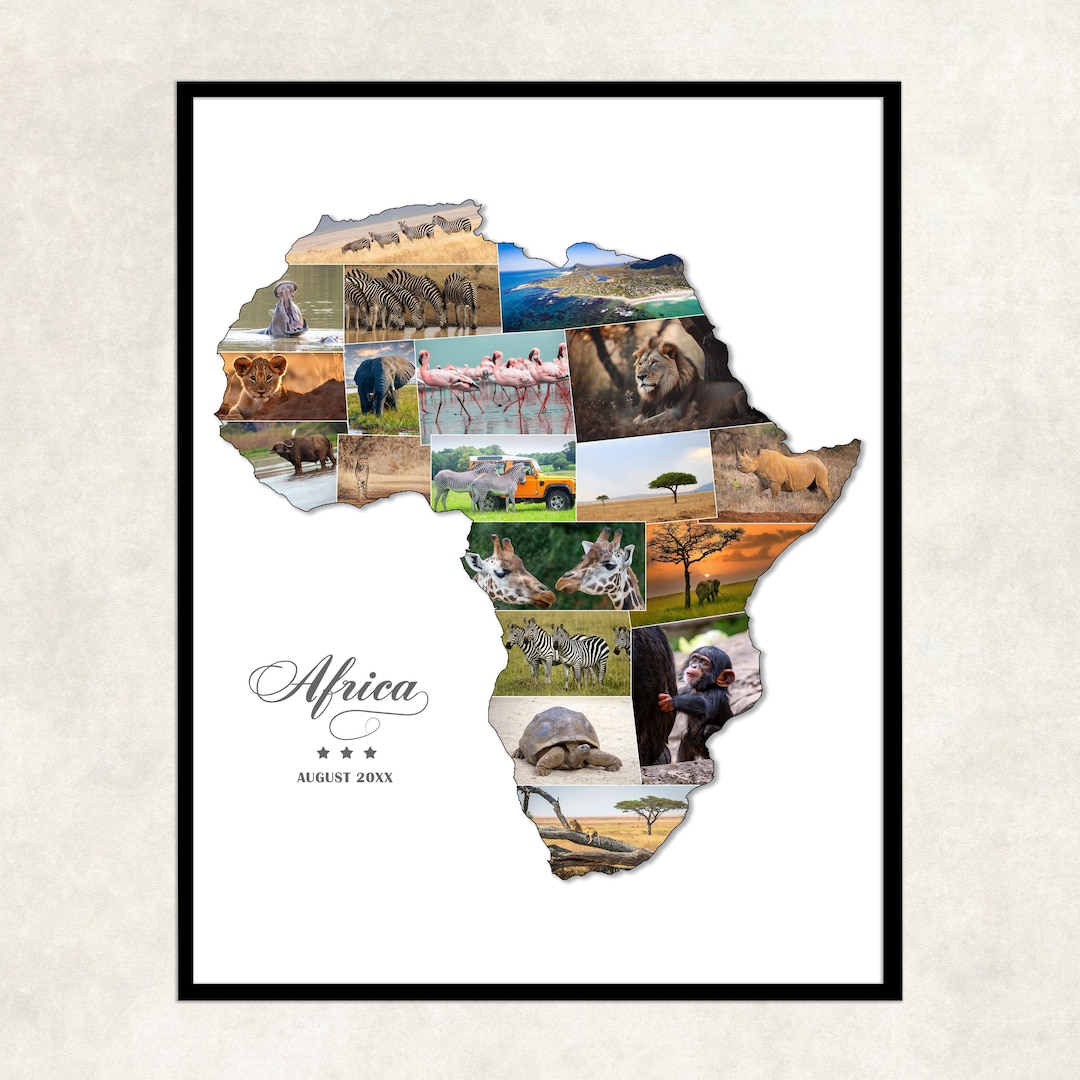 Africa Map Photo Collage, Africa Wedding Vacation Honeymoon Travel ...
