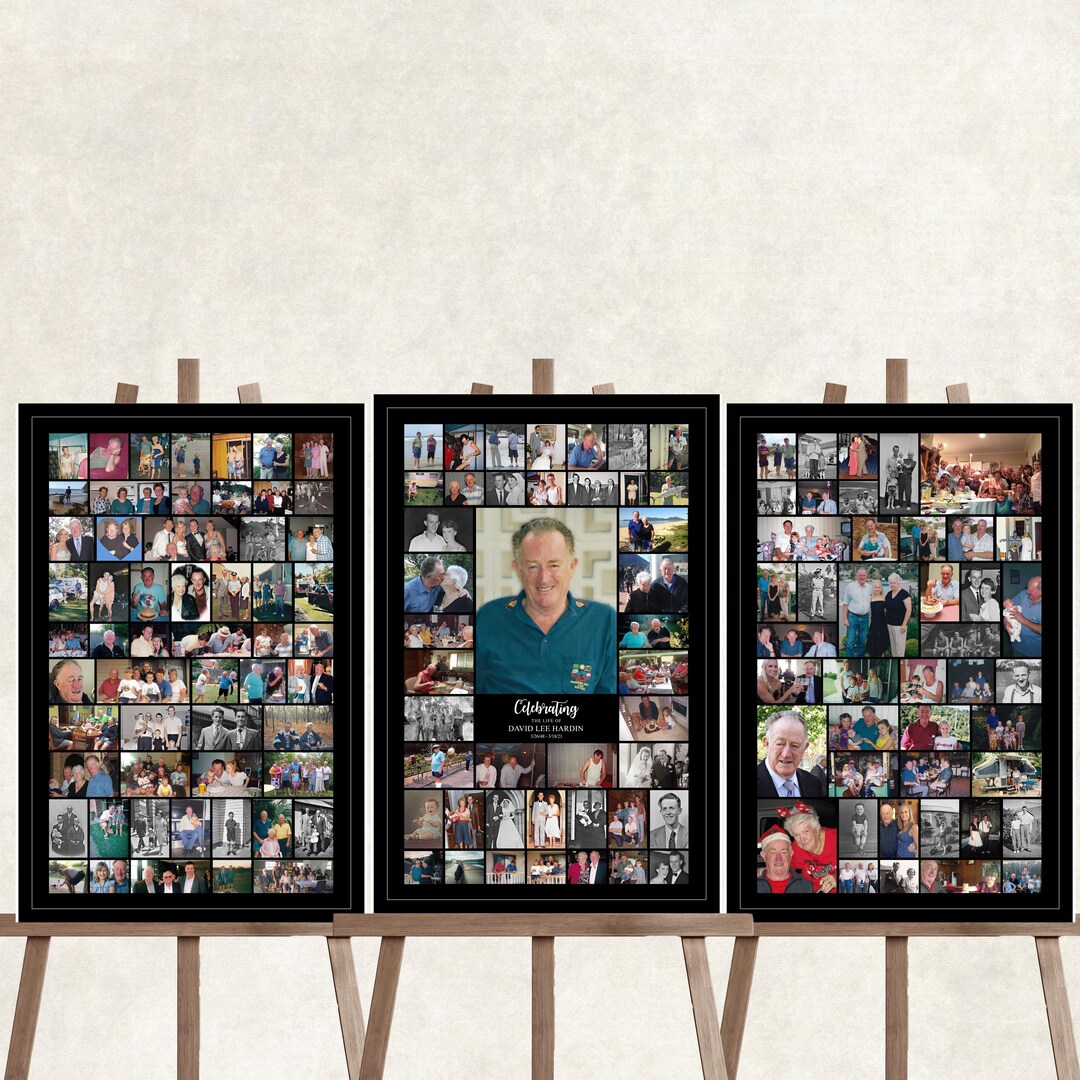 Funeral Memorial Photo Collages X3: Celebration of Life Welcome Signs ...