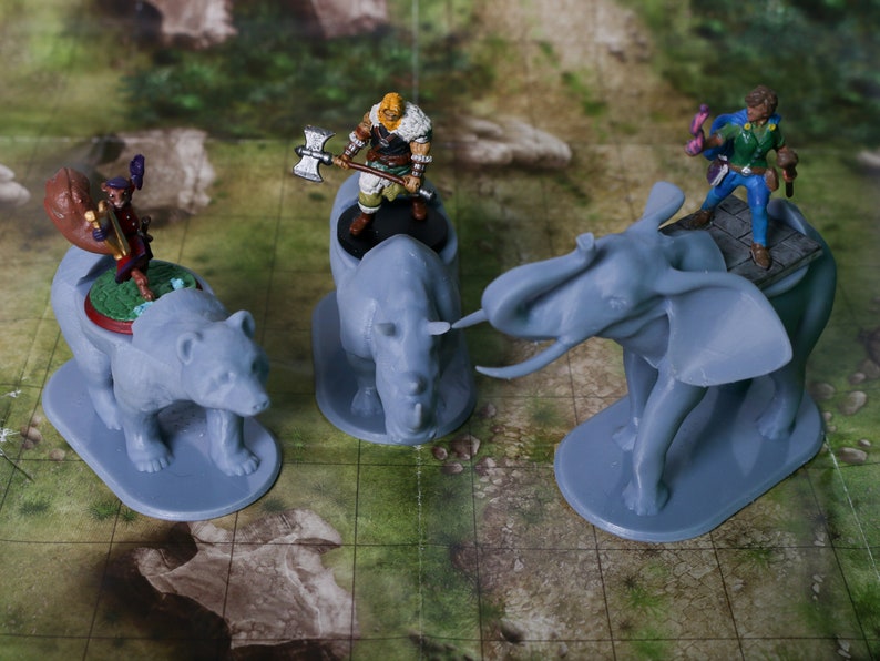 Dnd Mounted Combat Miniatures elephant Rhino Bear - Etsy