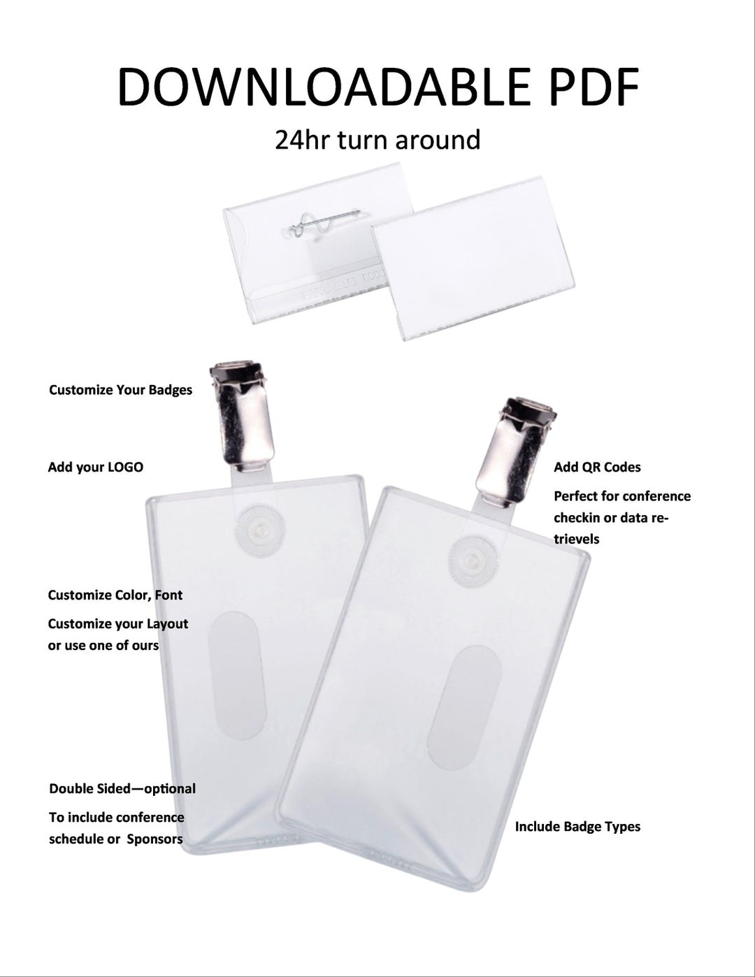 Custom Downloadable Conference Tags With QR Codes PDF Files - Etsy