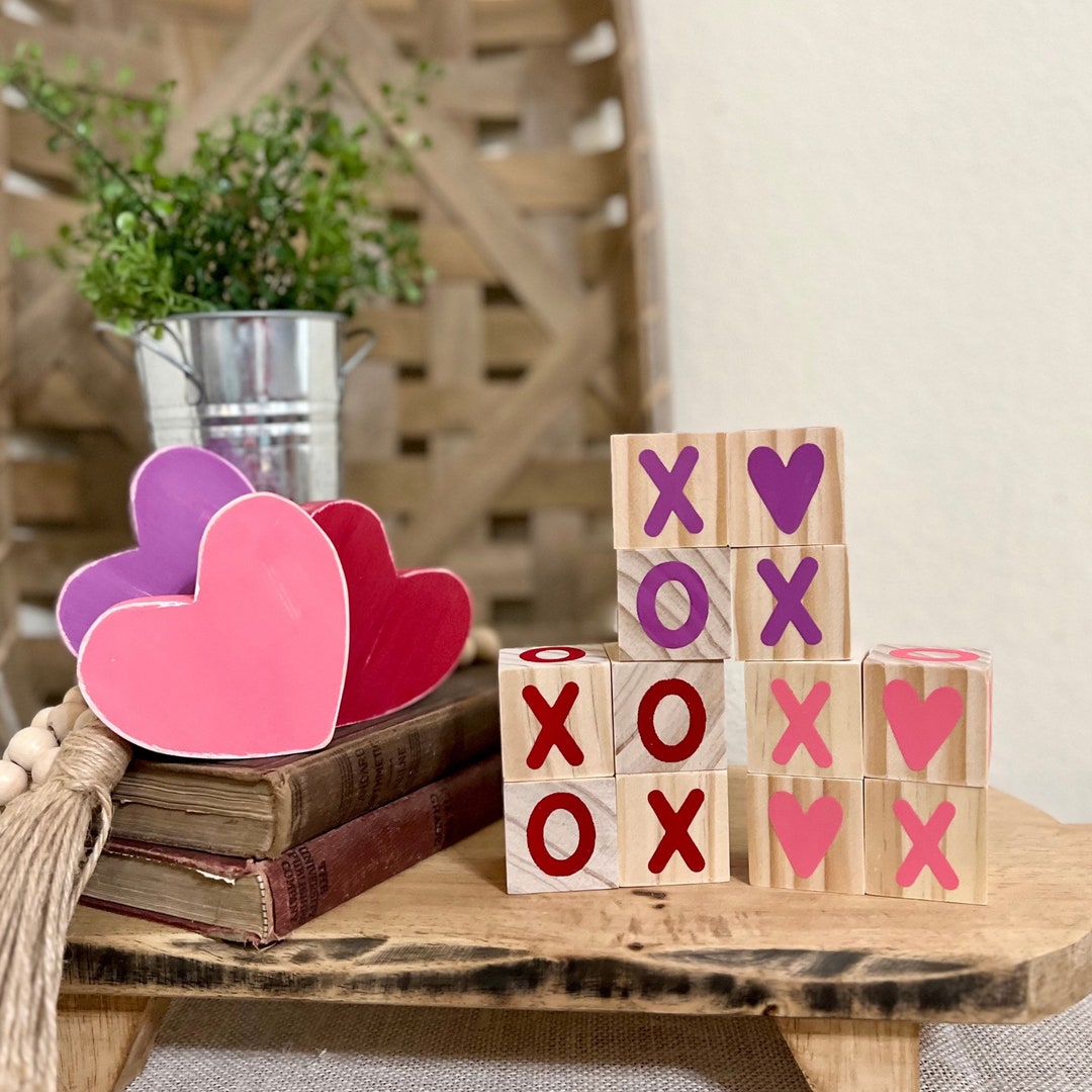 Valentine Blocks Valentine's Day Decor Valentine Tier - Etsy