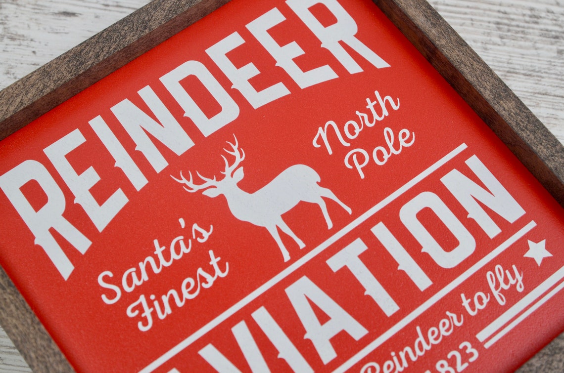 Reindeer Wood Sign Christmas Mantel Decor Reindeer Aviation - Etsy
