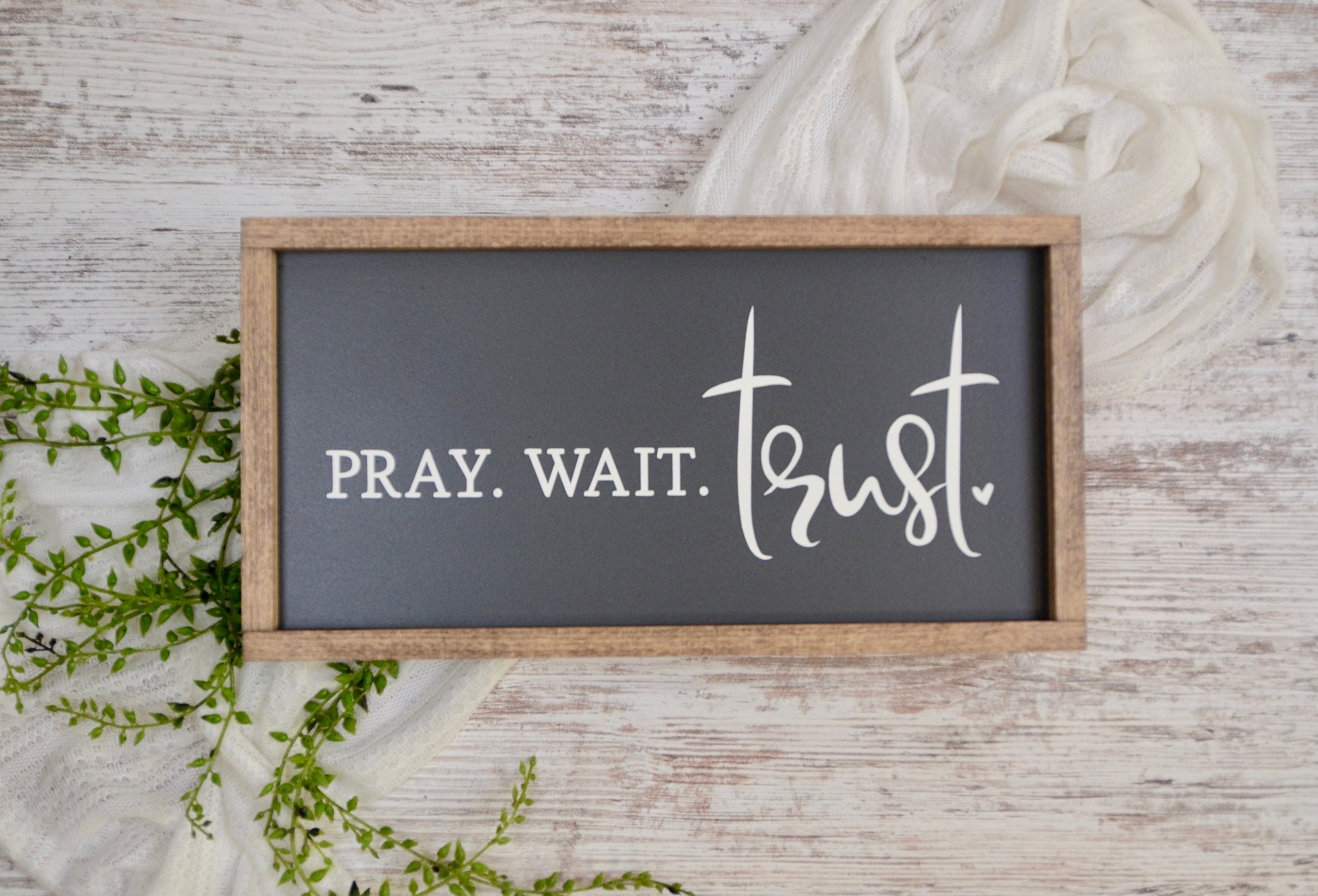 Prayer Wood Sign Pray Wait Trust Christian Quote Sign | Etsy