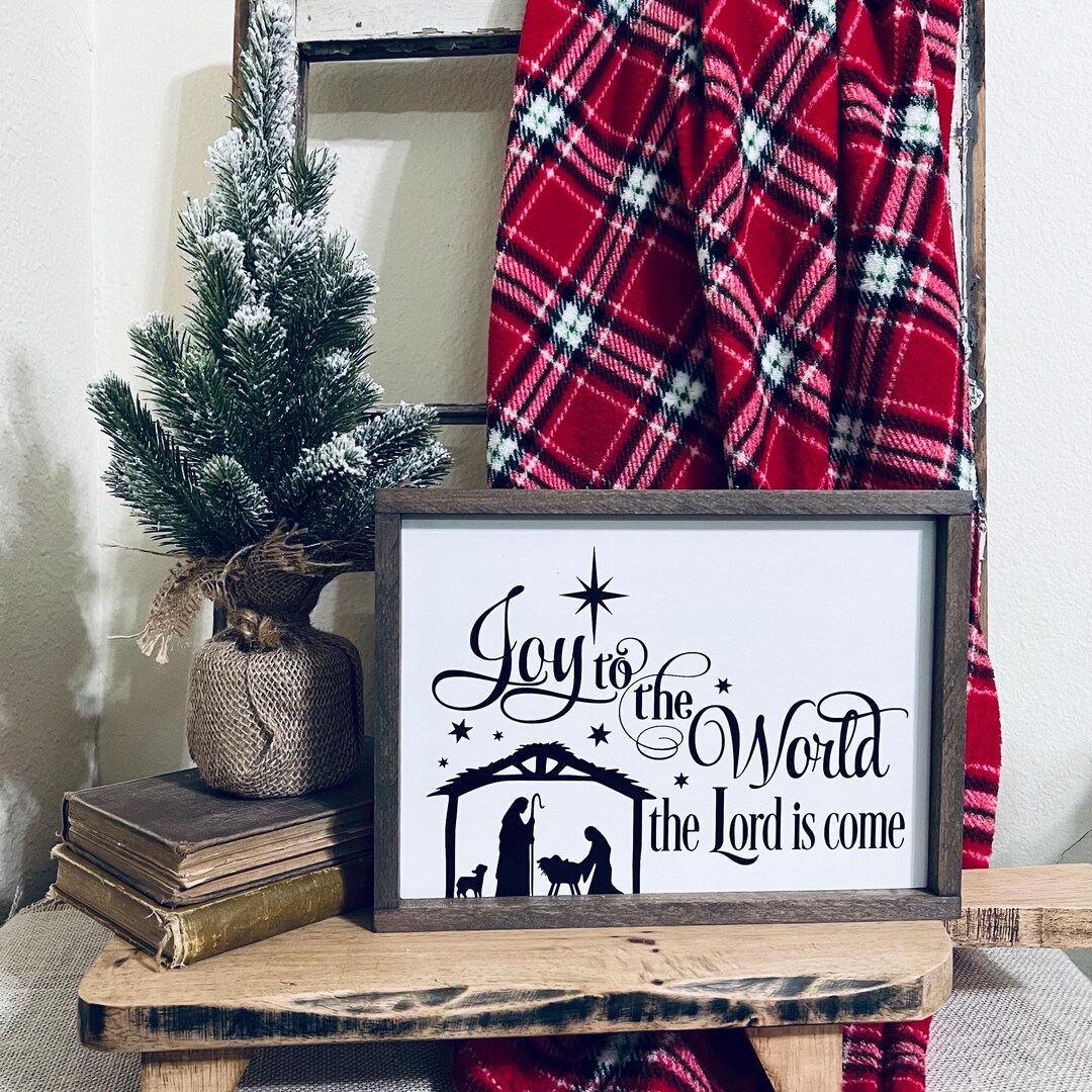 Christmas Nativity Wood Sign With Holiday Carol Lyrics, Manger Scene ...