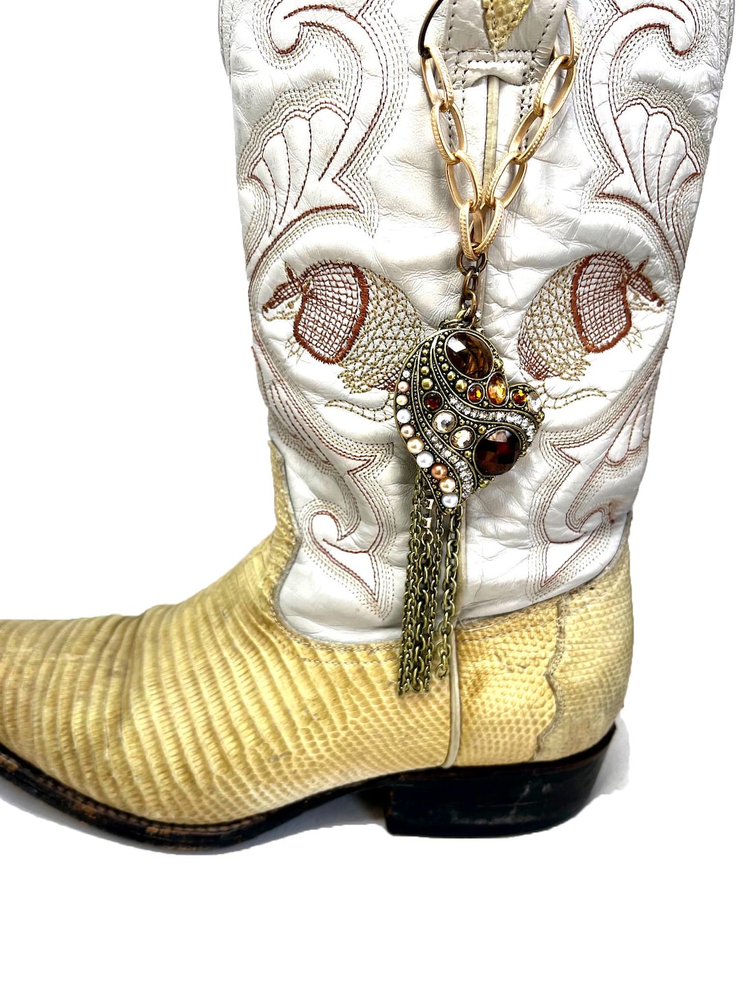 2pc Set Heart Boot Loop Strap Pull-up, Crystals Inlaid With Chain ...