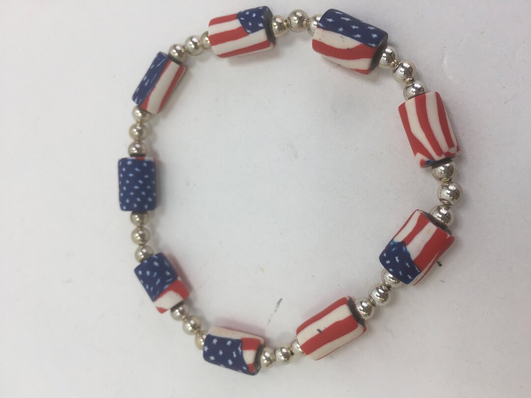 American Flag USA Bracelet, Vote! Femo Beads Made Like American Flags ...