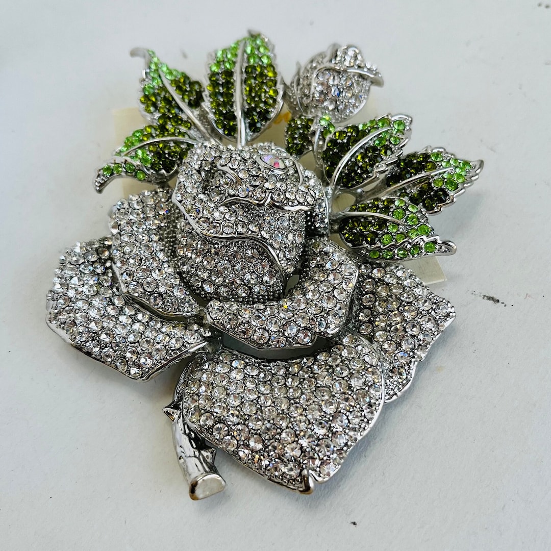 Vintage Crystal Rose Broach Real Austrian Crystal, Back When Broaches ...