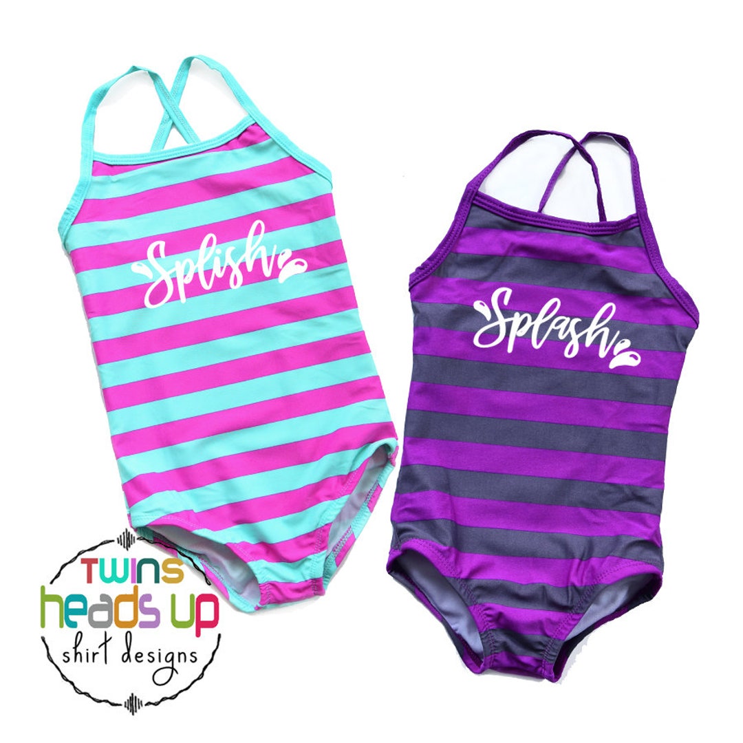 Toddler Twin Girls Swimsuits Coordinating - Matching Kids Girl Sibling ...