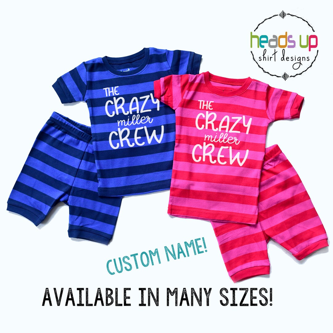 Sibling Matching Pajamas Custom Name - Cousin Boy Girl Kids Family Pjs ...