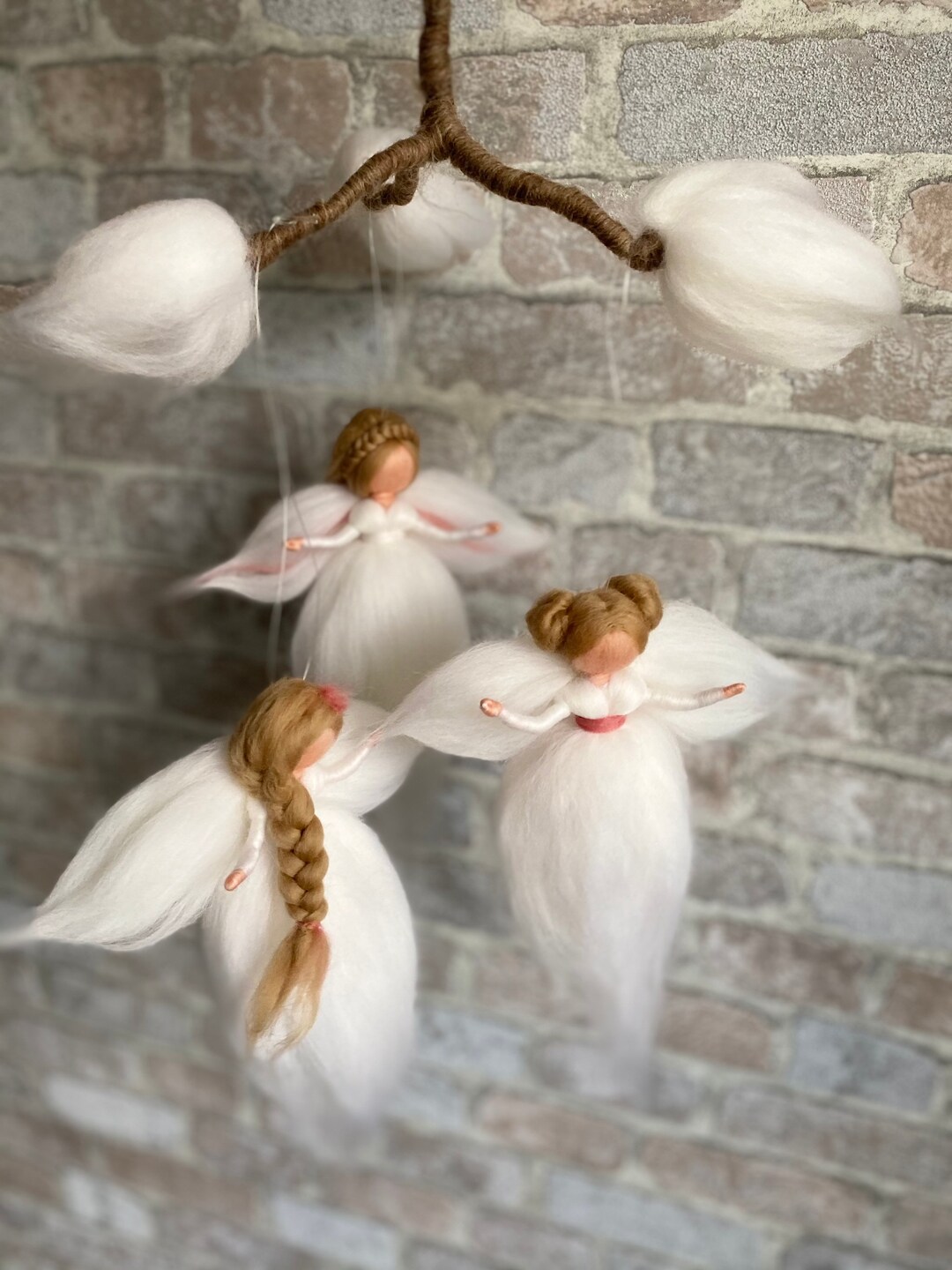 Magnolia Elf Mobile Made of Felt, Waldorf, Needle Felted - Etsy UK
