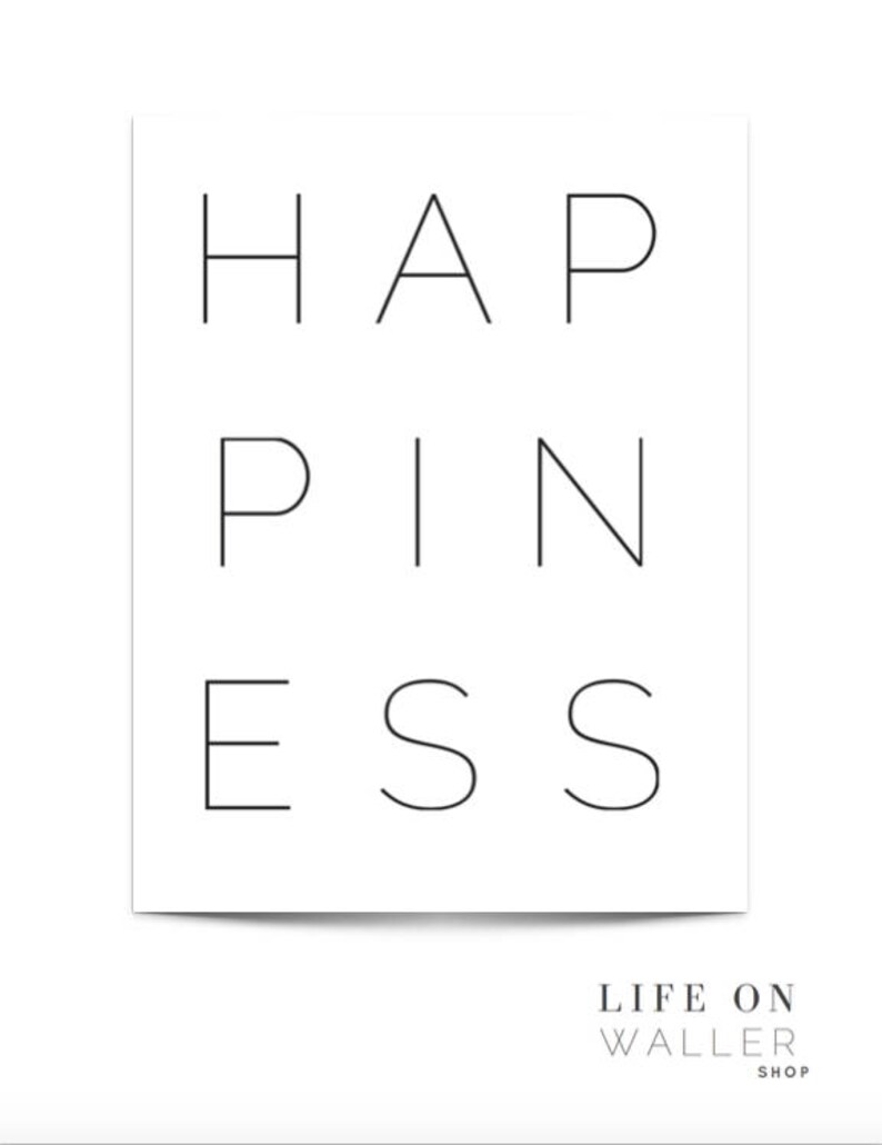 HAPPINESS Modern Grid Minimalist Quote Wall Art Instant | Etsy