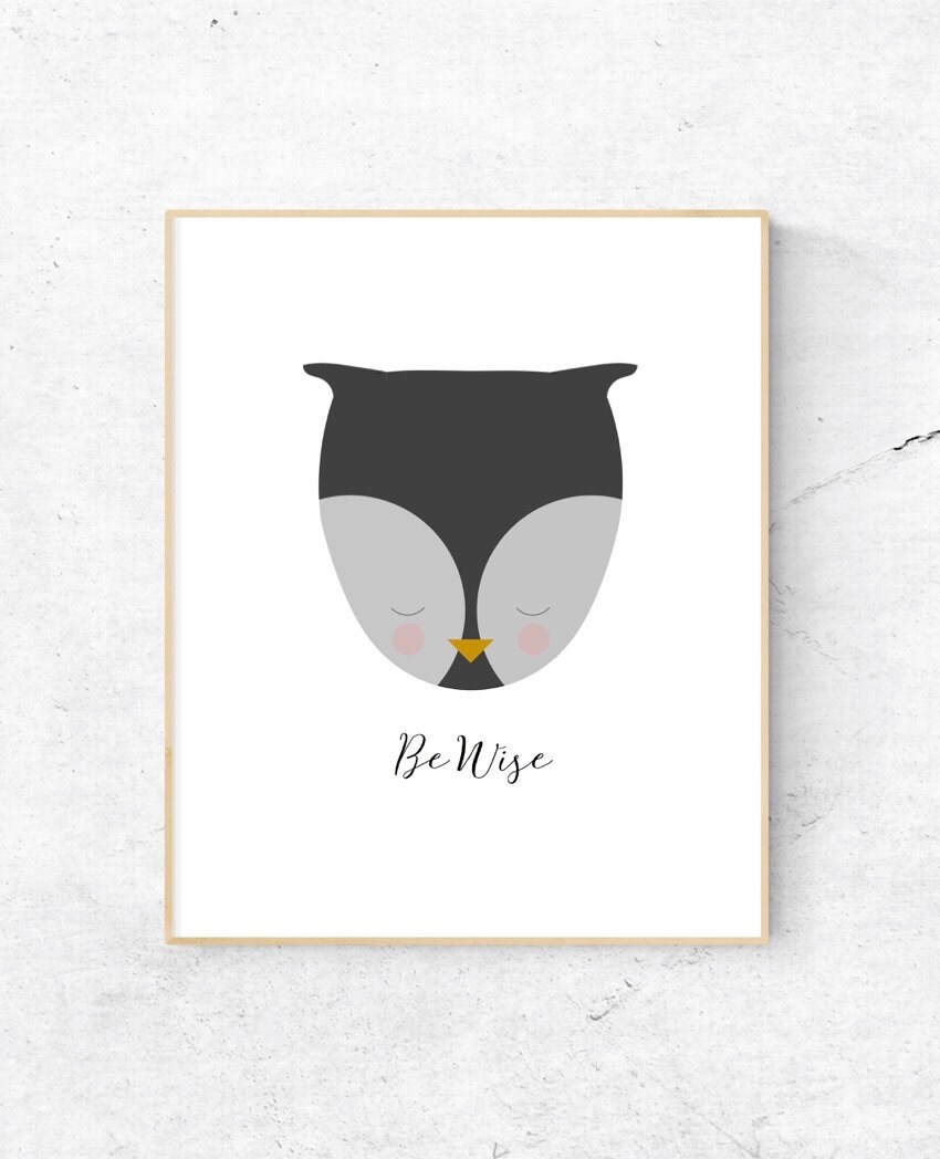 Be Wise Owl Wall Art, Nursery Wall Art, Child's Room Wall Art, Nursery ...