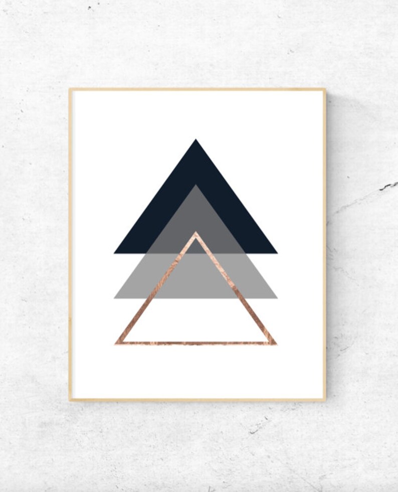 Geometric Triangles Rose Gold Wall Art. - Digital Prints, Instant ...