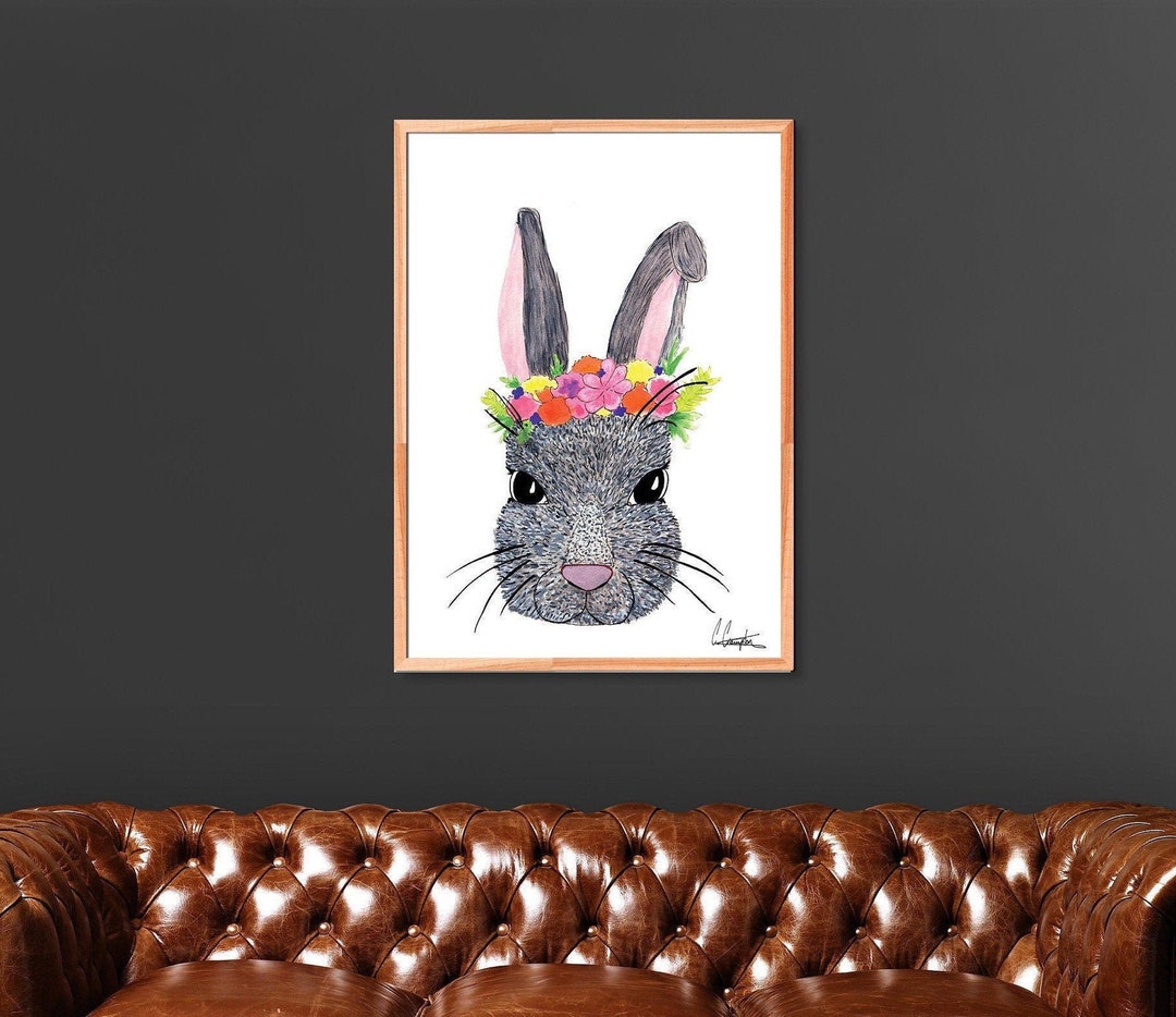 Bunny Printable Image, Rabbit Printable Image, Flower Rabbit, Nursery ...